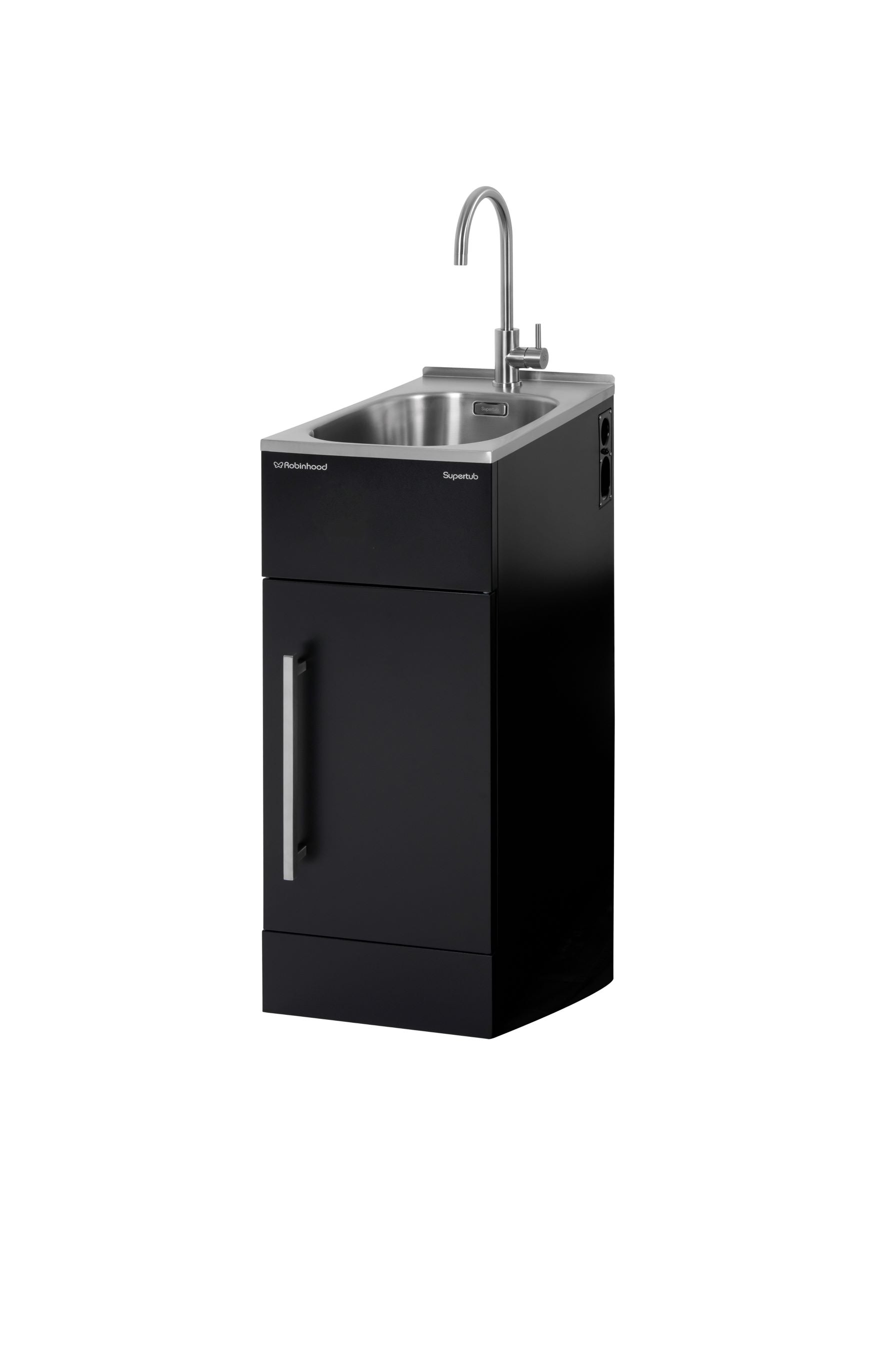 Supertub Series 3, Slim, Door Model, with S/S Gooseneck Tap, Black Fin